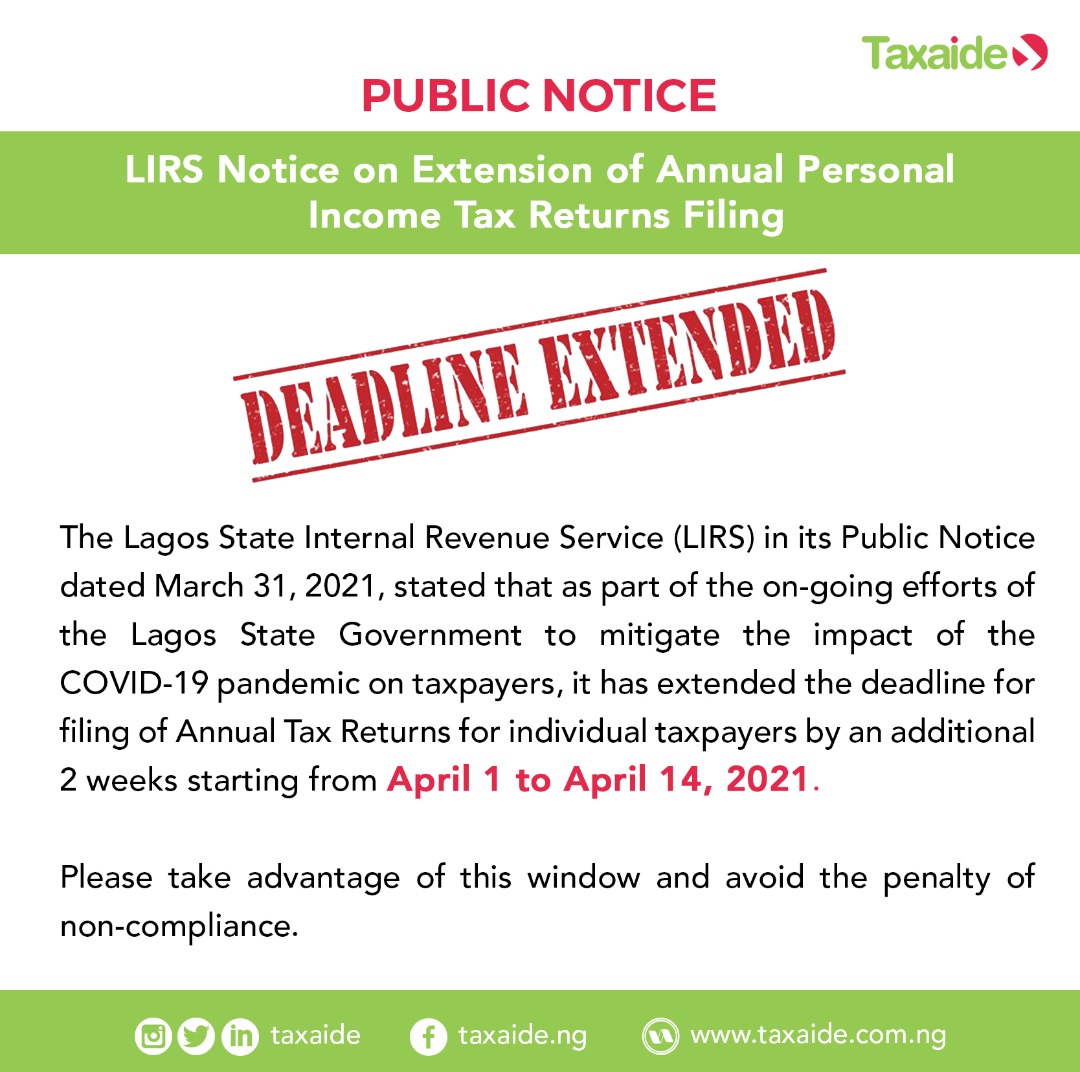 LIRS Notice on Extension of Annual Personal Income Tax Returns Filing ...